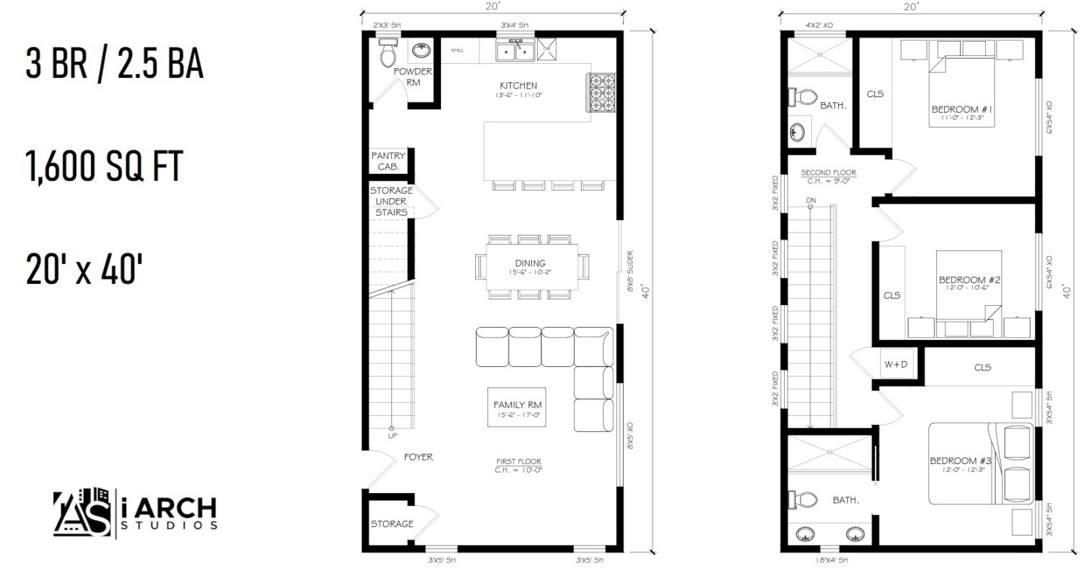 3 Bedroom ADU Floor Plan- Custom Home - Addition - Architect- i Arch ...